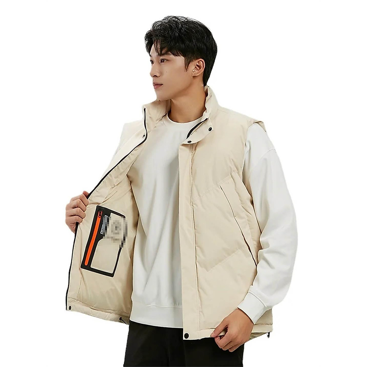 Winter Padded Vest Men Stand Collar Sleeveless Thick Warm Jackets Windproof Thermal Gilet Coats Bright EN8 XL