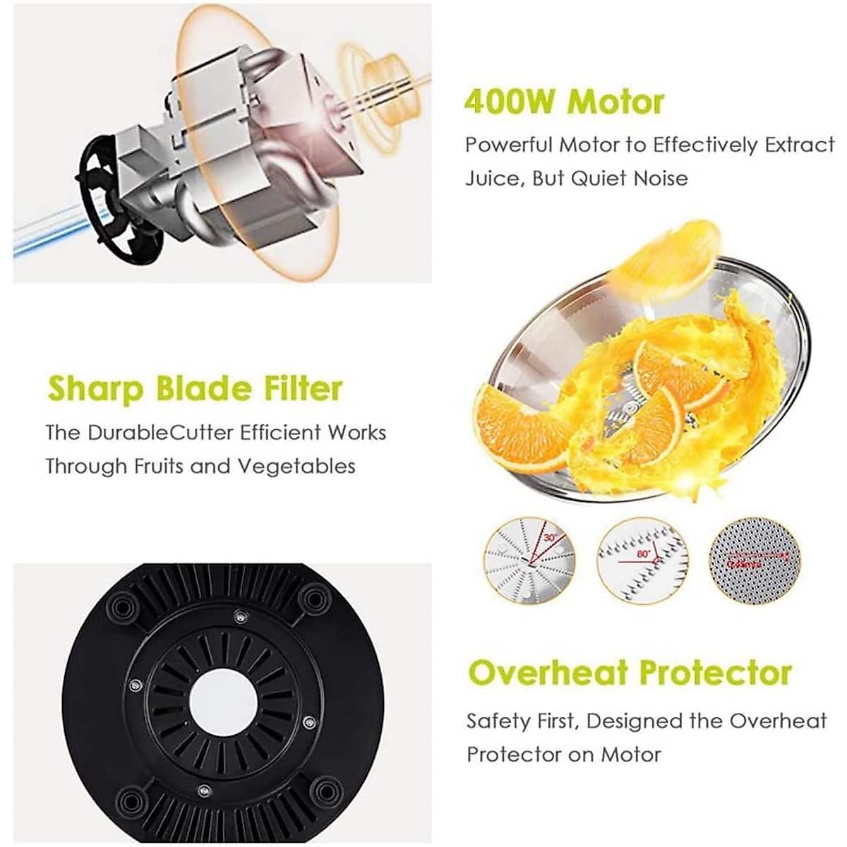 Juicer Machines, Vxdoirk 3" Wide Mouth 400W Centrifugal Juicers for Vegetable and Fruit, Juice Extractor with 3-Speed Setting, Easy to Clean, BPA Free