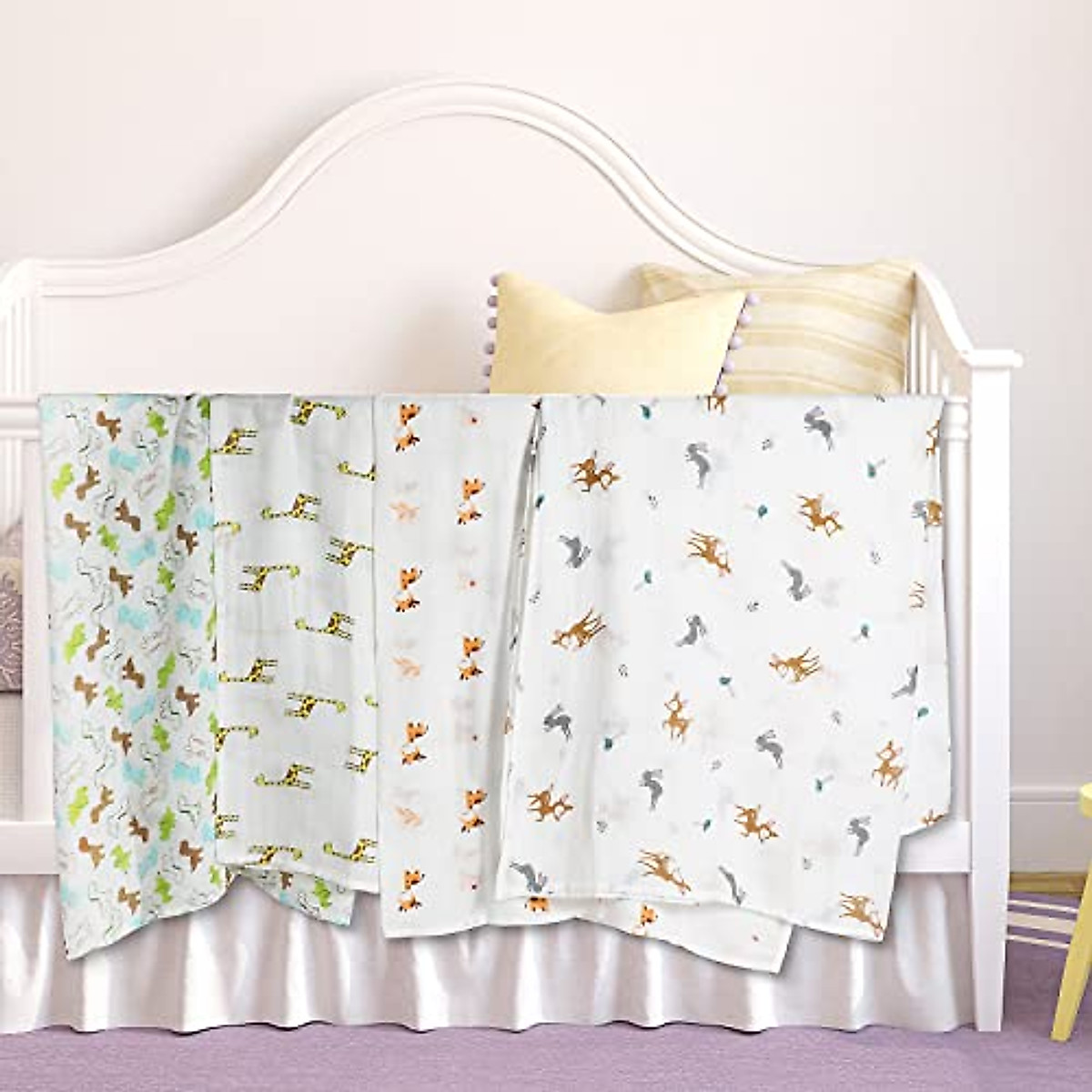 8 Pieces Baby Swaddle Blankets Infant Soft Silky Bamboo Cotton Swaddle Wrap Unisex Muslin Receiving Blanket for Newborn