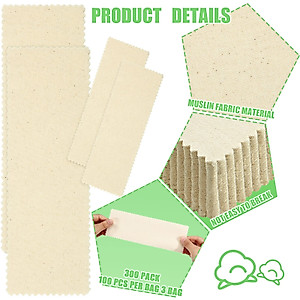 300 Pcs Natural Muslin Epilating Face Wax Strips Hair Removal Eyebrow Precut Waxing Strips Body Facial Cotton Wax Cloth Strip for Women Men (4 x 1.5 Inch, 8 x 2.8 Inch)