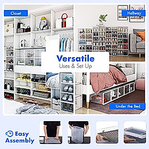 24 Pack Clear Shoe Organizer For Closet Shoe Storage Organizer Shoe Storage Boxes Shoe Box Shoe Containers Sneaker Storage