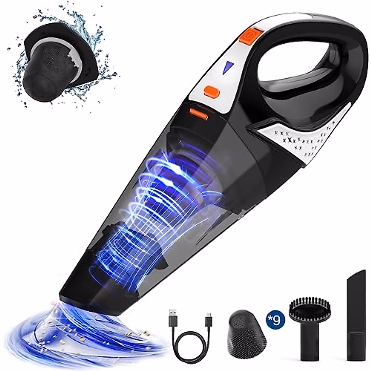 Hihhy Handheld Vacuum Cordless Car Vacuum Cleaner Rechargeable Lightweight Hand Held Small Portable Vac with USB-C Charging