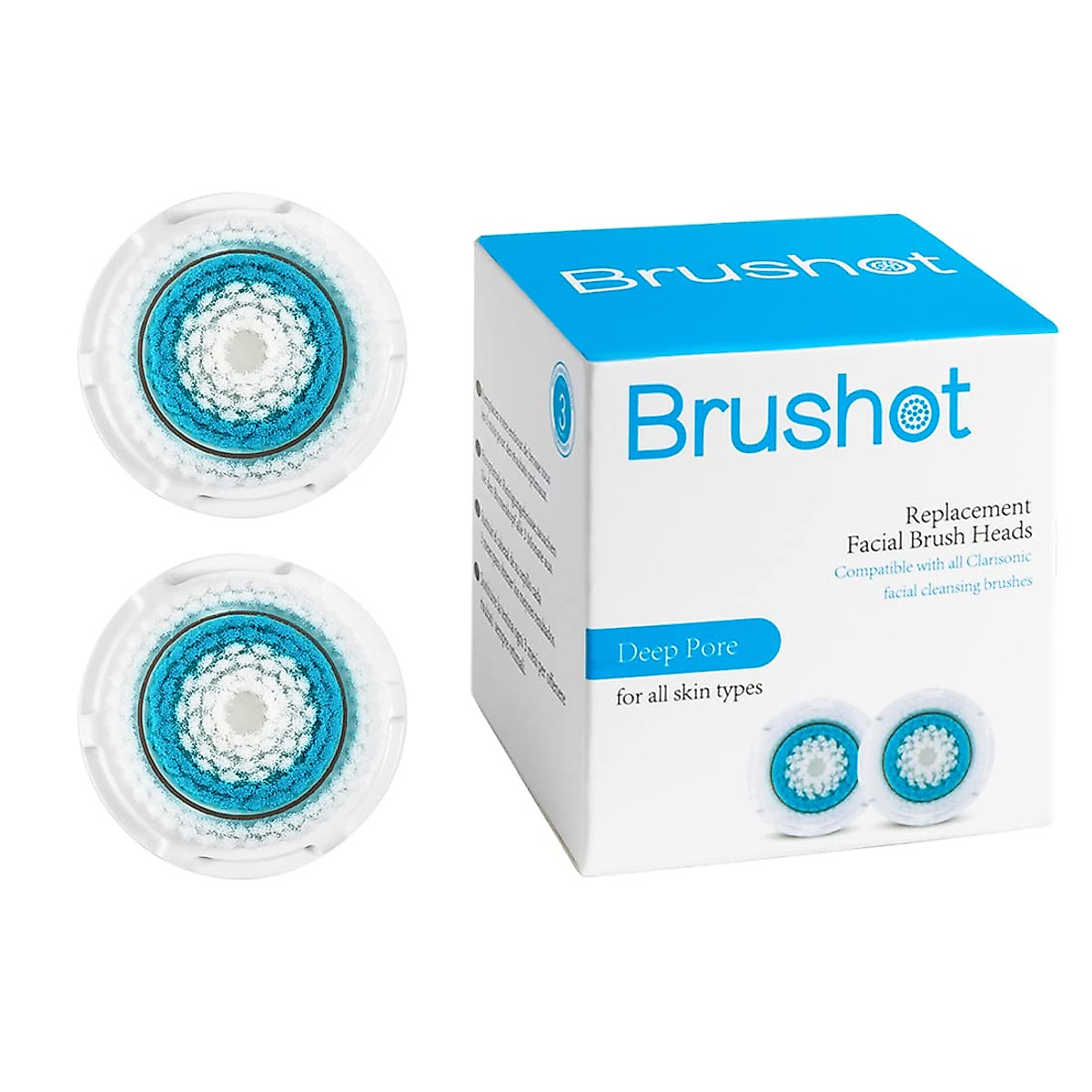 Brush Head Replacements Compatible with Clarisonic Mia 1, Mia 2, Mia Fit, Alpha Fit, Smart Profile Uplift and Alpha Fit, 2 Pack(Deep Pore)