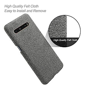 Grandcase LG V60 ThinQ 5G Case,Ultra-Thin Felt Cloth Anti-Fingerprint Shock Absorber Protective Cover for LG V60 ThinQ 5G 6.8" -Dark Grey