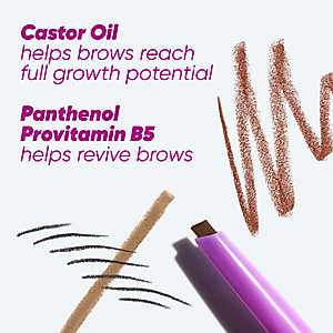 Kosas Brow Pop - Longwear Eyebrow Makeup, Dual-Sided Defining Pencil with Castor Oil for Soft, Natural Look of Real Hair - Medium Brown