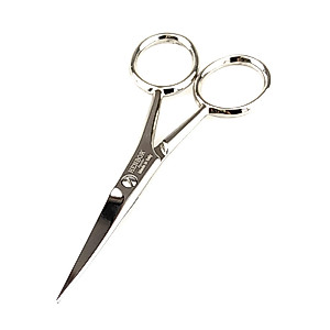 Henbor Italy Mustache & Beard Scissors - Premium Nickel Plated Special C45 Carbon Steel Professional Grooming Tool Mustache and Beard Hair Care | Handcrafted in Premana Italy |