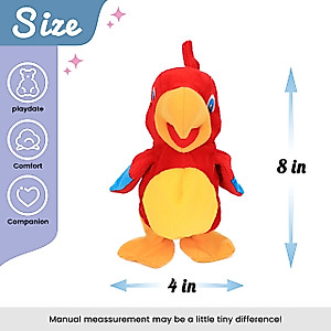 Hopearl Talking Parrot Repeats What You Say Walking Electric Interactive Animated Toy Speaking Plush Buddy Birthday Festival for Toddlers Birthday, 8''