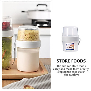 Hemoton 1 Set double layer crisper hot food flask cereal and milk thermal food jar hot food jar vacuum food containers Sealed Cereal Oatmeal small container yogurt white plastic pp office