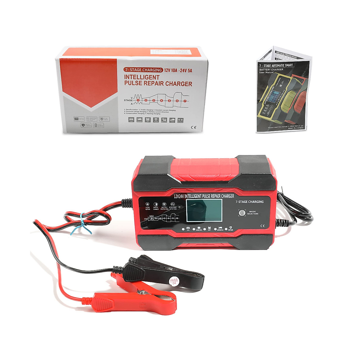 AOCISKA 8-Amp Car Battery Charger,12V and 24V Fully Automatic Smart Battery Charger,Battery Desulfator with Temperature, Trickle Charger for Car Truck Motorcycle Lawn Mower Boat