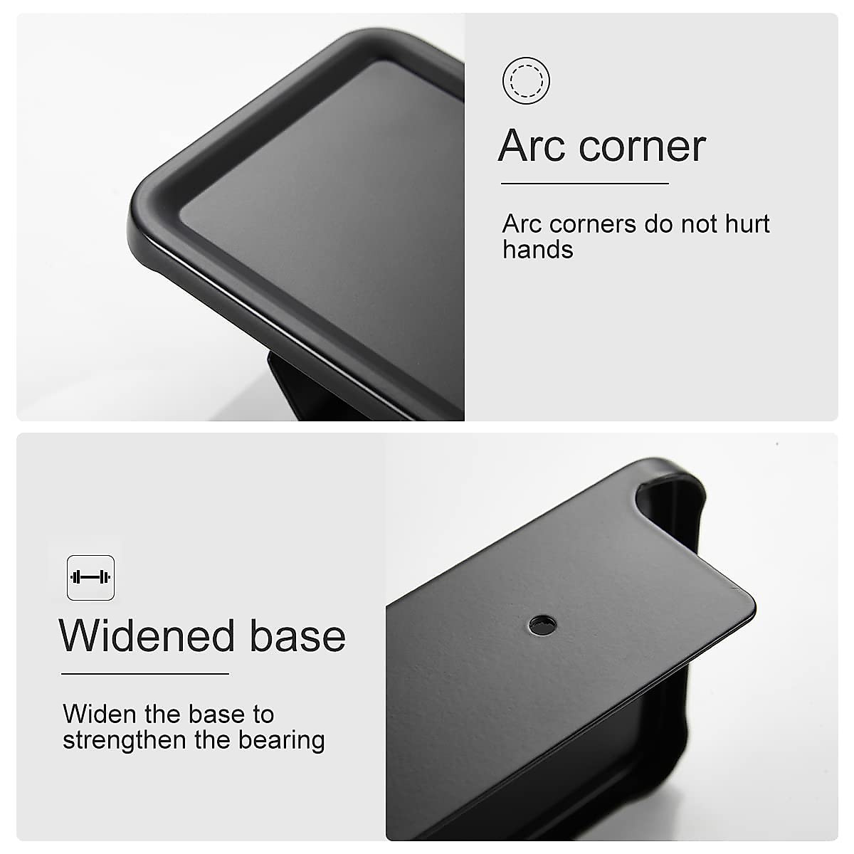 Ihvewuo formsiwod Black Toilet Roll Holder Aluminum Toilet Paper Holder with Phone Shelf Wall Mounted Toilet Roll Holder with Screws Anti-Rust Toilet Paper Holder for Bathroom Kitchen JK