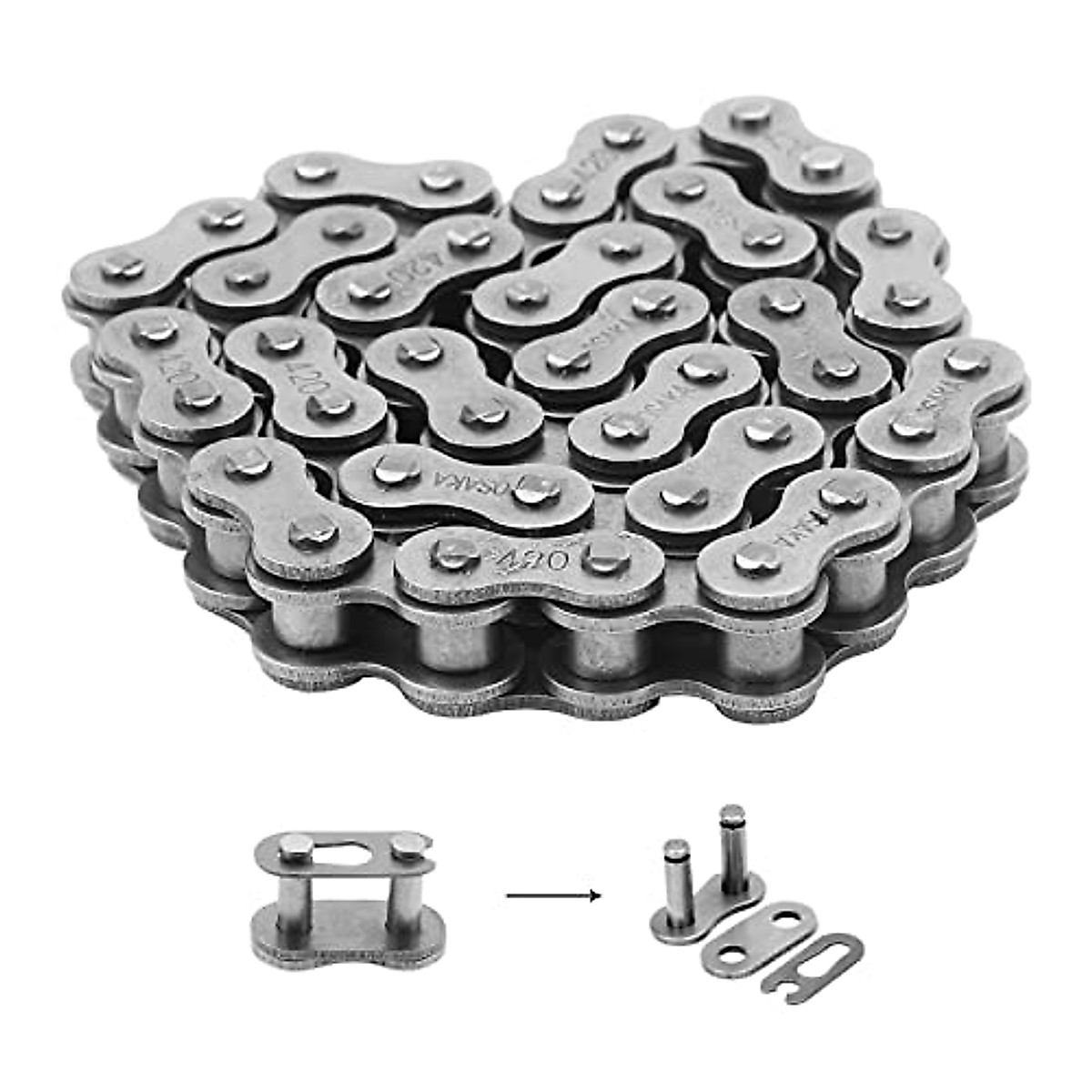 420 Chain 42 Link Motorcycle Chain Master Link Front Jackshaft Chains Coleman Mini Bike CT200U CT200U-EX BT200X Parts Baja Warrior Heat Massimo MB165 MB200 196cc Powersports Parts