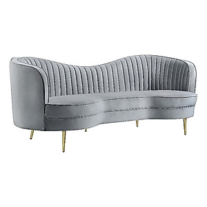 Coaster Home Furnishings Sophia Upholstered Sofa with Camel Back Grey and Gold