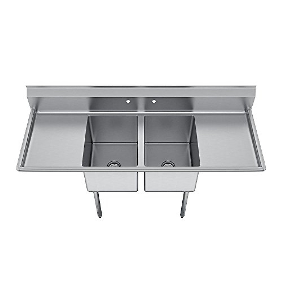 Elkay Dependabilt Stainless Steel 74" x 29-13/16" x 44-3/4" 16 Gauge Two Compartment Sink w/ 18" Left and Right Drainboards and Stainless Steel Legs