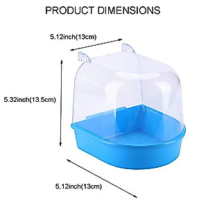 AYUBOOM Clear Bird Bath for Cage Bird Cage Accessories Hanging Bird Tub for Small Bird Cockatiel, Conure, Parakeet, Blue, by Ayuboom Blue