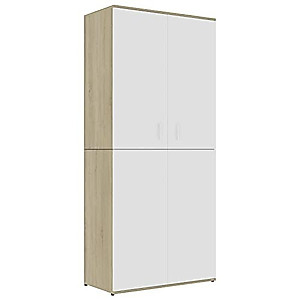 Gecheer Shoe Cabinet, Wooden Shoe Rack Shoe Storage Cabinet, Engineered Wood Shoe Shelves Organizer for Closet Hallway Bedroom Entryway White and Sonoma Oak 31.5"x15.4"x70.1"