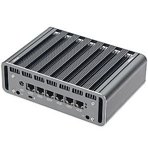 VNOPN Micro Firewall Appliance 6 LAN Intel Core i3 6006U 8GB DDR4 128GB SSD, 6 Intel i211 NIC Gigabit Ports Industrial Fanless Mini PC, Network Soft Router Mini Computer, Support AES NI/WiFi