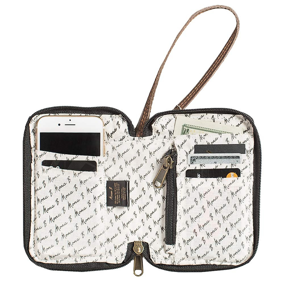 Mona B. Recycled, Upcycled Vintage Bike Canvas Collection with Vegan Leather Trim (Trust The Journey-Wallet)