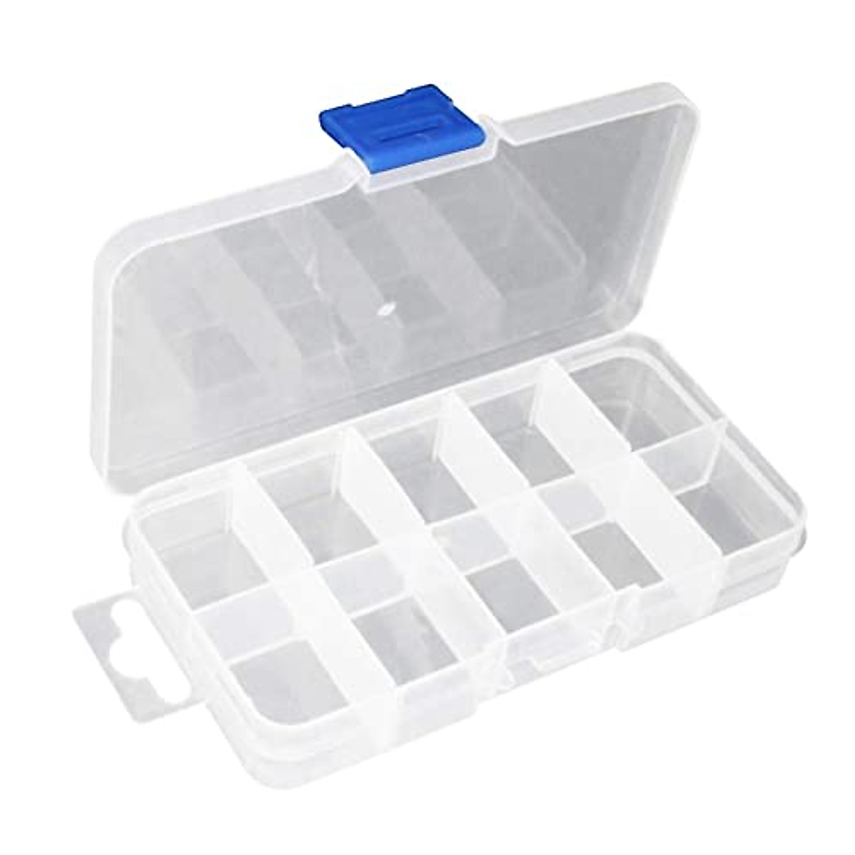 Jutagoss Plastic String Organizer Box With Dividers, 5.12x2.76x0.87 inch, 10 Mpartment Craft Storage Containers, 1PCS Bead Tackle Bolt Screw Small Parts Rock Collection Box.