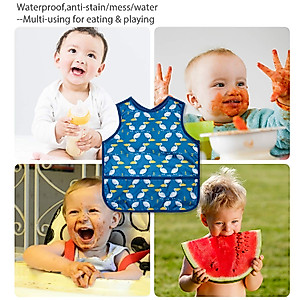 Joyo roy Baby Bib Baby Boy Bibs Waterproof Bibs Toddler Smock Baberos para Bebe Niño Plastic Bibs for Babies Bibs with Food Catcher Baby Bibs for Eating Bibs For Toddlers baberos para bebe niño