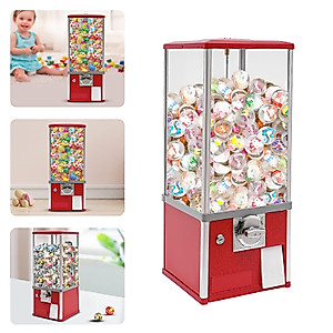 LOHISHILO Vending Machine, Commercial Vending Machine, Prize Machine, Commercial Vending Machine for 2 Inch Round Capsules Gumballs Bouncy Balls, 700-800 Coins, Red