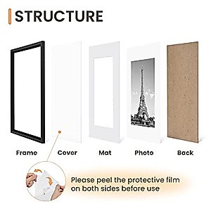 upsimples 16x20 Picture Frame Set of 5, Display Pictures 11x14 with Mat or 16x20 Without Mat,Wall Gallery Poster Frames,Black