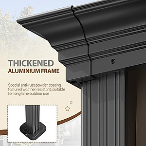 Flamaker Hardtop Gazebo 10' x 12' Aluminum Frame Outdoor Gazebo with Privacy Curtains and Gauze Mesh Sunshade Pavilion Double Roof Canopy for Patio, Lawn, Deck, Poolside