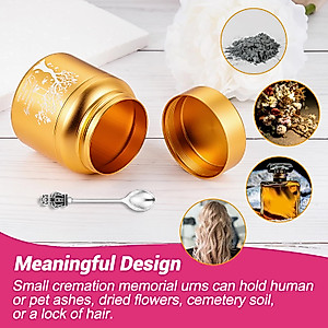 8 Cubic Inch Small Urns for Human Ashes, Aluminum Mini Urns for Ashes Keepsake Urns Tree of Life Cremation Decorative Urns Small Ashes Holder for Women Men Pet Ashes (Gold)