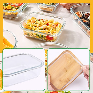 NGTSFLY Glass Food Storage Containers with Bamboo Lids, Custom Engraved Lids - Airtight, Glass Meal Prep Containers (12.5 oz / 370 ml)