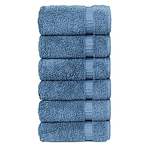 Chakir Turkish Linens 100% Cotton Premium Turkish Towels for Bathroom | 16'' x 30'' (6 Piece Hand Towel - Wedgewood)