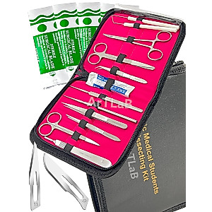 New Premium Stainless Steel Biology Lab/Anatomy/Medical Student Dissection Kit Set - Scalpel Knife Handle,Blades, Forceps, Scissors and Tweezers- Student Use and Veterinary (Set of 27 Each)