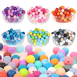 ZIFTY 240Pcs Silicone Beads for Keychain Making Kit 15mm Silicone Beads Bulk 30 Colors Loose Round Rubber Silicone Focal Beads for Pens, Necklace Bracelet Making Kit, Jewelry, Art, Crafts, DIY