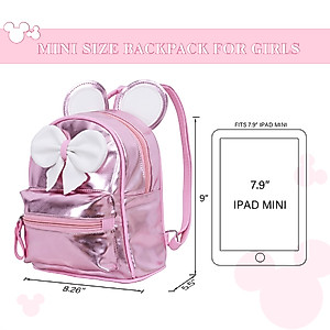 Cloele Mini Toddler Backpack for Girls Waterproof Small Mouse Ears Backpack Purse Lightweight for Girls 2 Years Old Back Pack Kids Mini Travel Bag Bowknot Backpack Pink