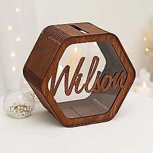 lmllml Personalized Wedding Card Box Rustic Wood Card Box for Wedding Reception Deco, Custom Wooden Memory Box Carving Name and Date, Large 11.9x11x6.3, Wood Brown