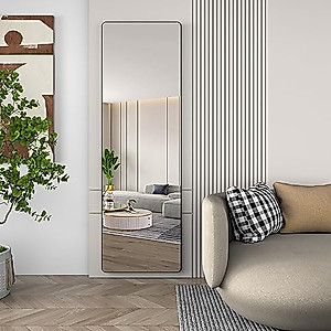 EDTEMI Full Length Wall Mounted Mirror, 39"*12"Over The Door Hanging Mirror, Full Size Rectangle Mirror, Dressing Body Mirror for Bedroom Living Room Bathroom(Black)