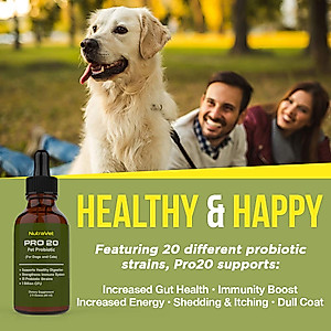 Probiotics for Dogs and Cat Probiotics - 120 servings (1/2ml). 100% Natural Digestive Enzymes for Gas Relief and Healthy Digestion. Prebiotics via Liquid Vitamins for Constipation & Leaky Gut