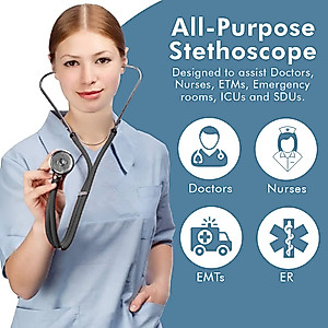 Novamedic Dual Head Sprague Rappaport Stethoscope, Black, 30-inch First Aid Stethoscope for Nurses, Doctors, ETMs, Nursing Homes, Cardiac Diagnostic, Cardiology and Medical Supplies Kit
