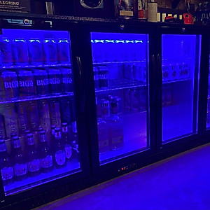 New Procool Refrigeration 3-door Glass Front Back Bar Beverage Cooler with Blue LED; 54" Wide