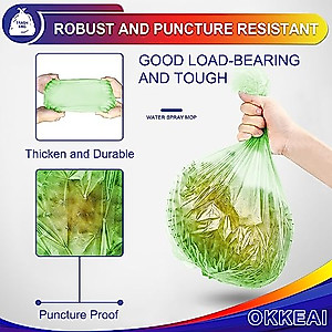 OKKEAI 3 Gallon Small Trash Bags 100 Counts Small Trash Can Liners Garbage Bags Mini 10L Wastebasket Bin Liners Bags for Bathroom Kitchen Bedroom Living Room Office,Green