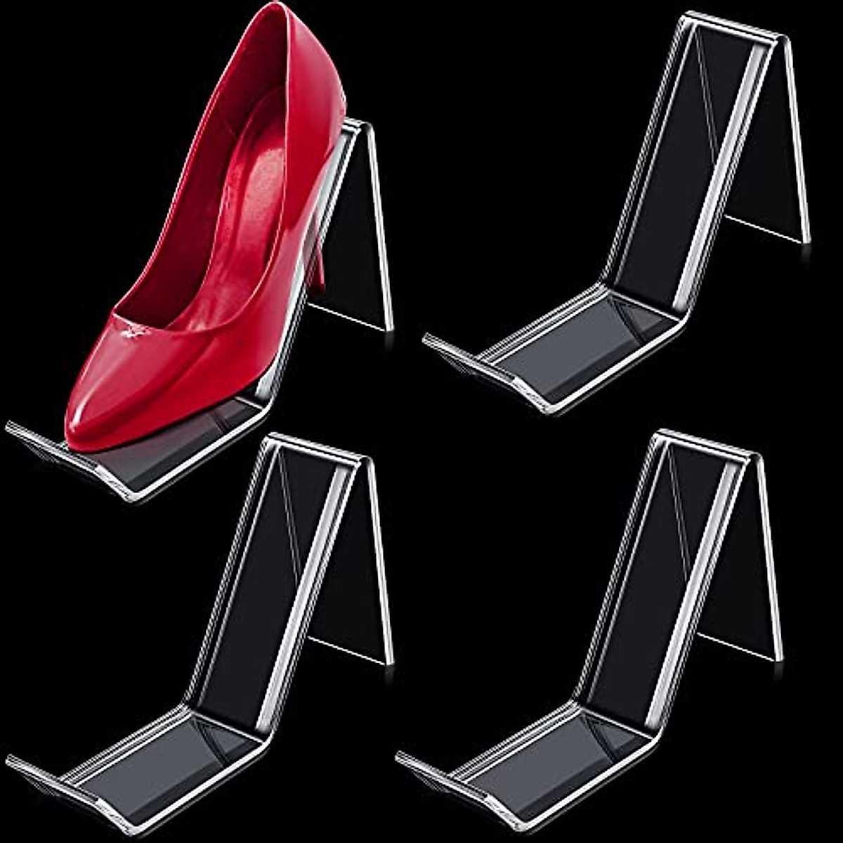 Jetec Acrylic Clear Shoe Display Stand Shoe Display Rack Holder Acrylic Display Stands Shoe Store Display Stands for Women's Sandal, Sports Shoes (24 Pieces)