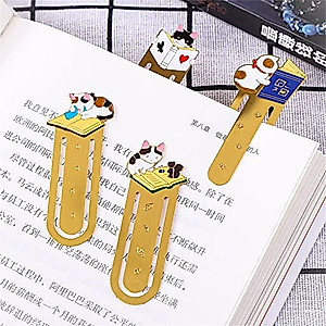1 PC Cute Animal Paper Bookmarks,Pottering Cat Cartoon Cat Anime Reading Marker Metal Bookmark Theme Page Marks Stationery Bookmarks(Music cat)