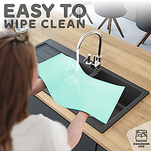 PetHappily Dog Food Mat - Raised Edges Dog Mat for Food and Water Prevent Spill, Waterproof Cat Food Mat Protect Floors, Easy Clean Dog Bowl Mats for Food and Water, Silicone Pet Food Mat with E-Book