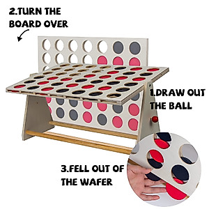 Juegoal 4 in a Row Giant Game Set, 1.5FT Height Classic Wooden Connect Game, Line Up 4 Games with Carrying Case, Yard Lawn Outdoor Game for Kids Adults Family