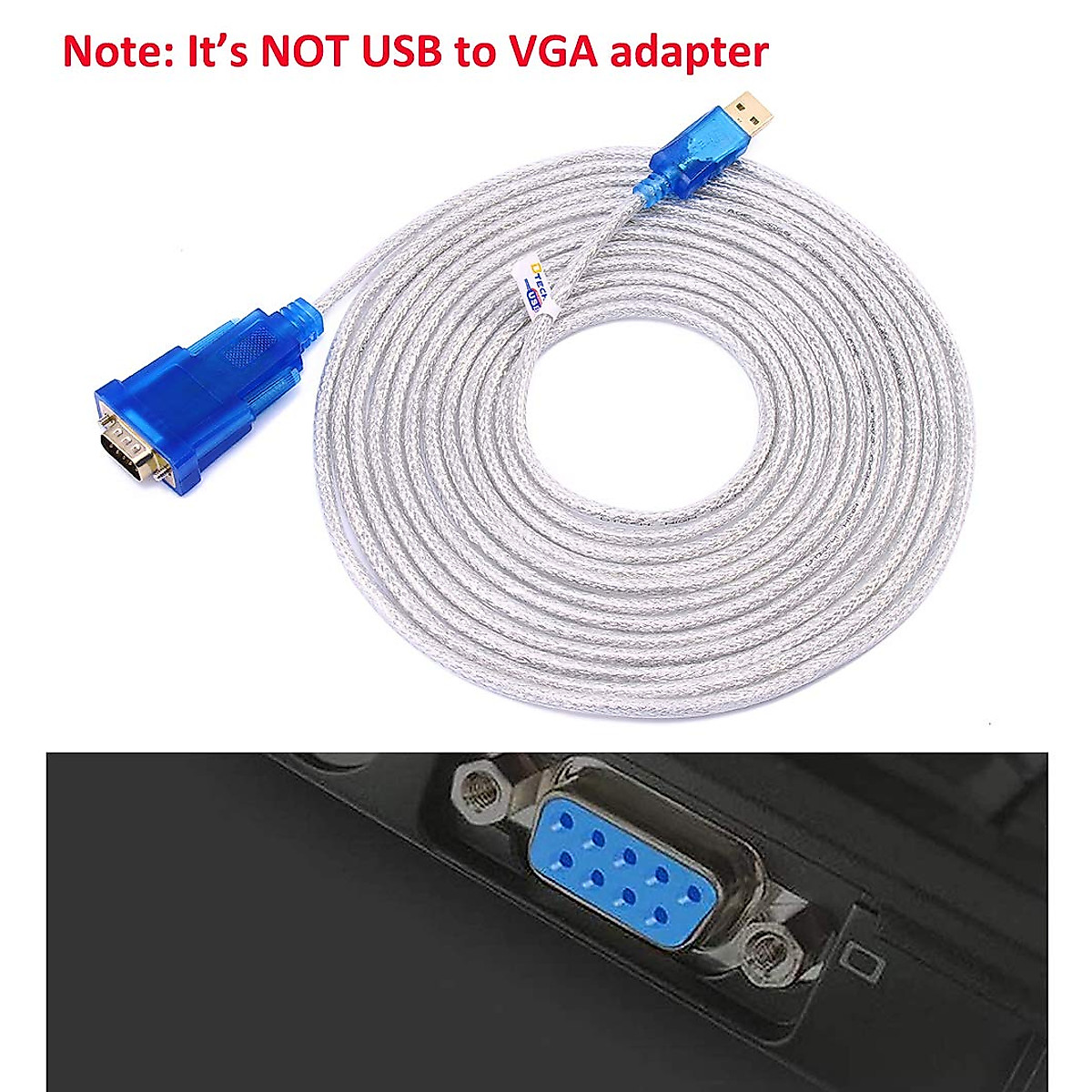 DTECH 10 Feet USB 2.0 to RS232 DB9 Serial Port Adapter Cable with FTDI Chipset Supports Windows 11 10 8 7 and Mac Linux