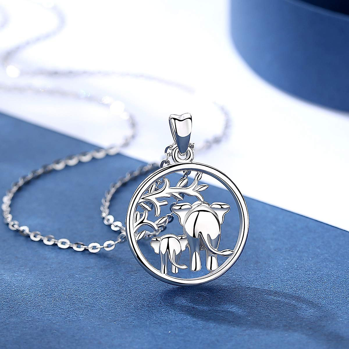 AEONSLOVE Elephant Necklace, 925 Sterling Silver, Mother Daughter Jewelry, Pendant, Women's, Gift