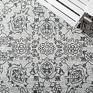 SAFAVIEH Courtyard Collection 9' x 12' Grey/Black CY8968 Indoor/ Outdoor Waterproof Easy-Cleaning Patio Backyard Mudroom Area-Rug