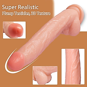Realistic Dildo with Small Glans Flesh, Body-Safe Material 12.8" Big Dildo for Women with Strong Suction Cup for Hands-Free Play, Lifelike Fake Flexible Cock Anal Sex Toy for Vaginal G-spot Anal Play