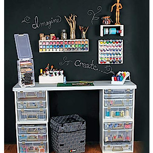 ArtBin 6855SC Super Satchel Cube - 15.5 x 16.75 x 15.625 in. Arts and Crafts Supply Storage with Pre-Drilled Holes, 6 Rail Set, Customizable, White