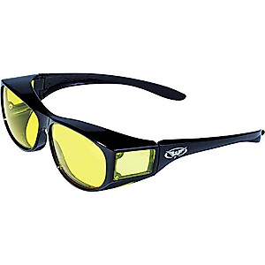 Global Vision Escort Safety Fit Over Glasses, Black Frame (3 Pack - 1 Clear Lens, 1 Smoke Lens, 1 Yellow Lens)