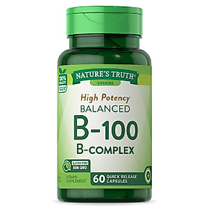 Vitamin B Complex | 60 Capsules | High Potency B-100 | Non-GMO & Gluten Free Supplement | by Nature's Truth