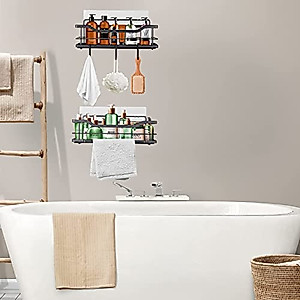 Goodedge Black Shower Caddy [with 2 extra Adhesives, No Drilling]: A Perfect Stainless Steel Shower Basket As Your Bathroom Organizer, Kitchen Organizer and Shower Caddy Shelf